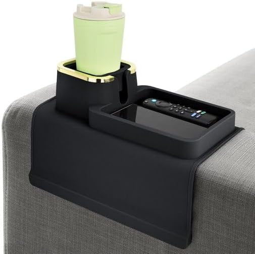 Couch Cup Holder Tray & Coffee - Silicone Sofa Arm Rest Caddy for ...