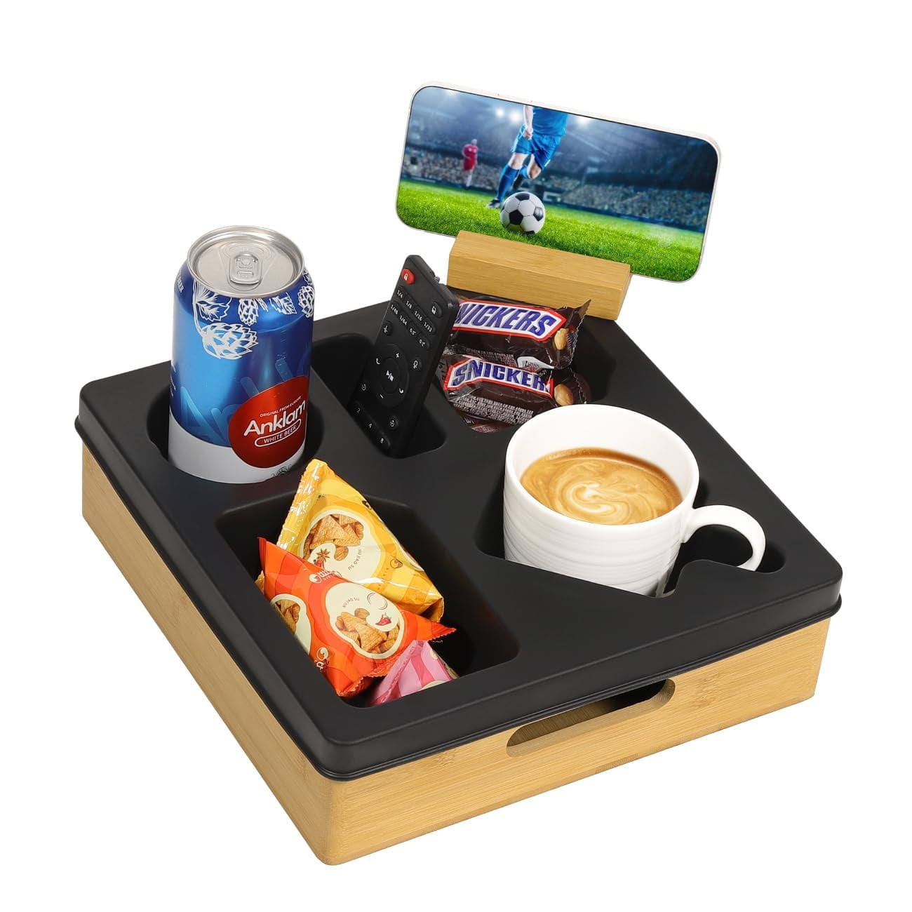 Kssiaz Sofa Couch Cup Holder Tray with Rotatable Phone Holder ...