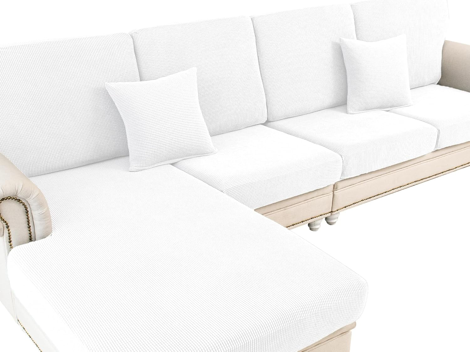 Couch Cushion Covers for Sectional Sofa L Shape Washable Separate Seat ...