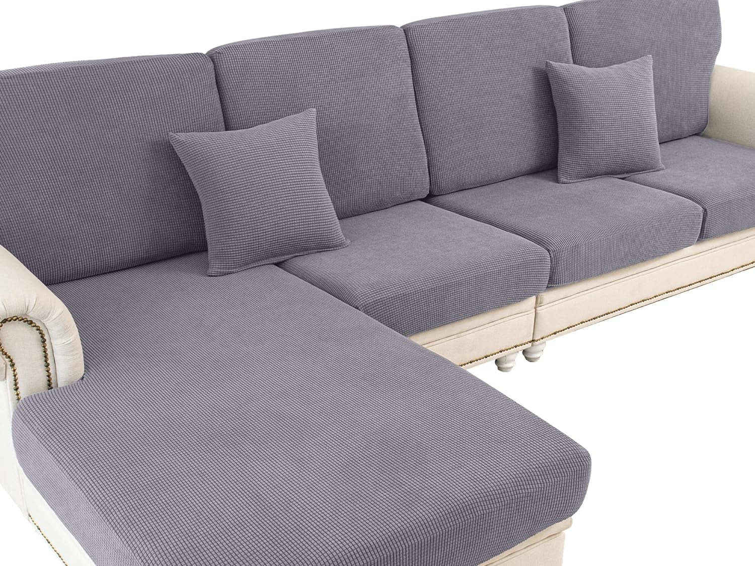 Couch Cushion Covers for Sectional Sofa L Shape Washable Separate Seat ...