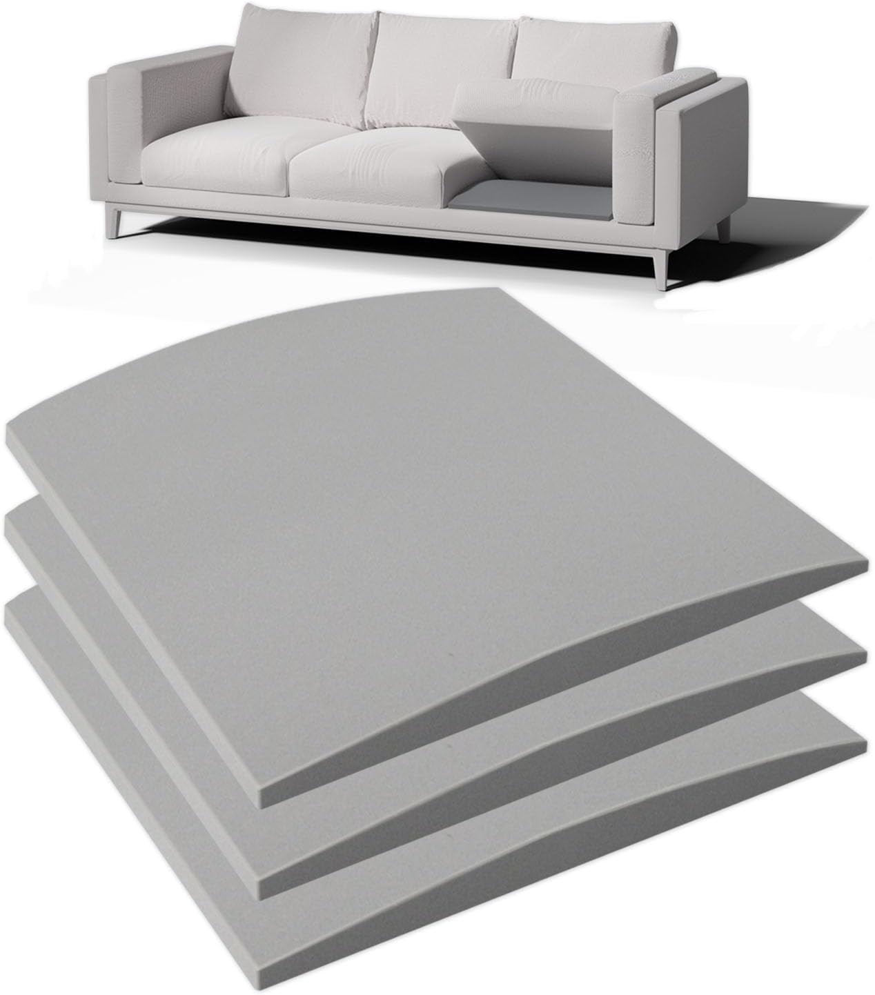 Couch Cushion Support for Sagging Seat - 20" x 20" High-Density Curved ...