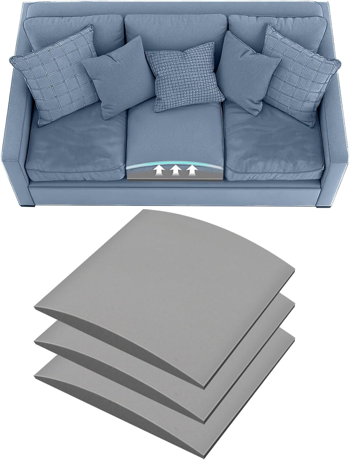 Couch Cushion Support for Sagging Seat - 20" x 20" High-Density Curved ...