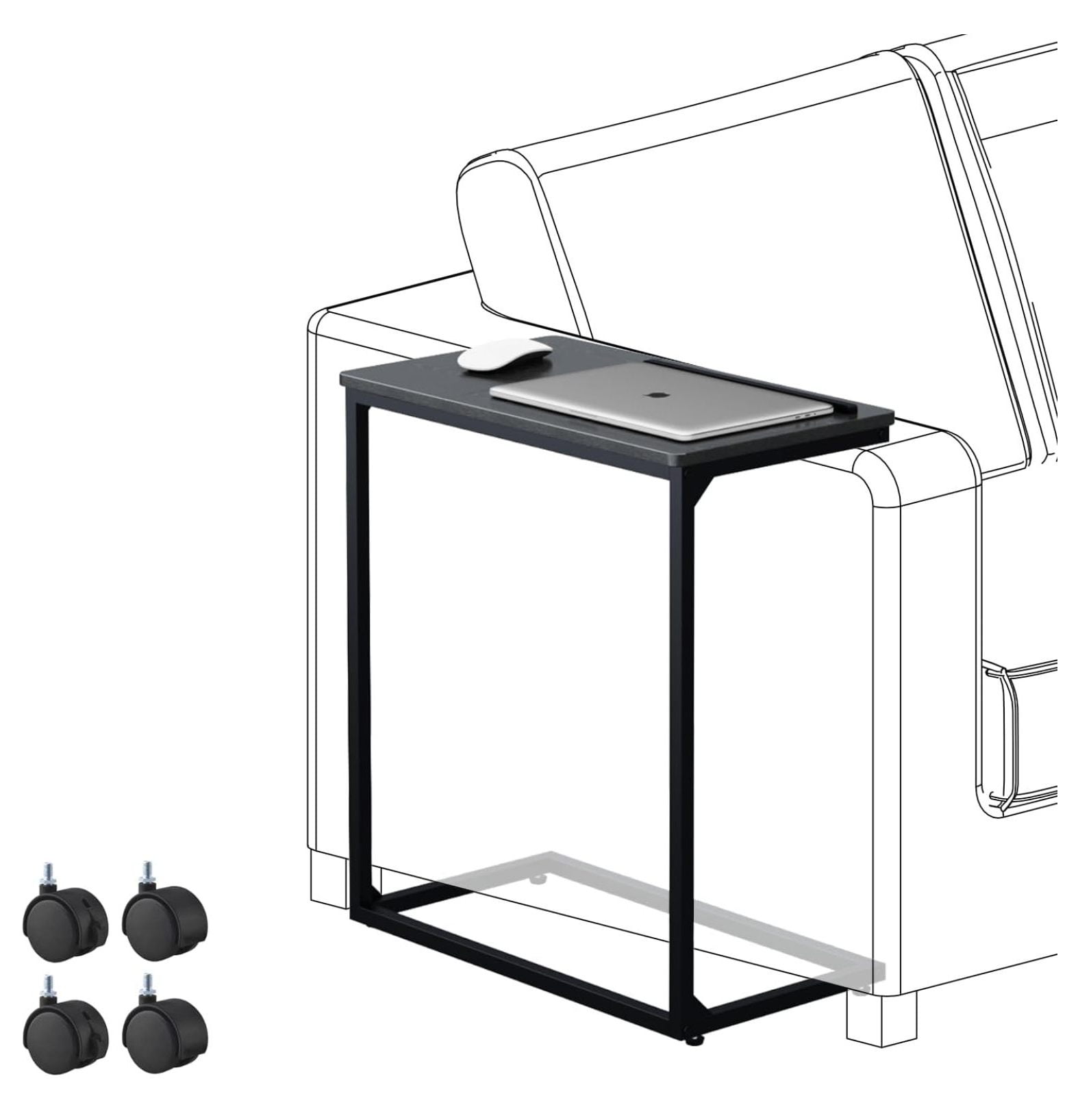 Couch Desk with Lockable Wheels, Slide Sofa Desk with Tiltable Drawing ...