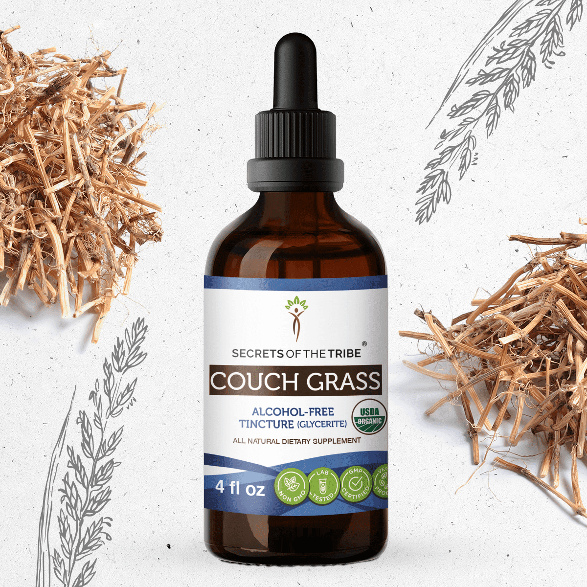 Secrets Of The Tribe Couch Grass Organic Tincture Dietary Supplement ...