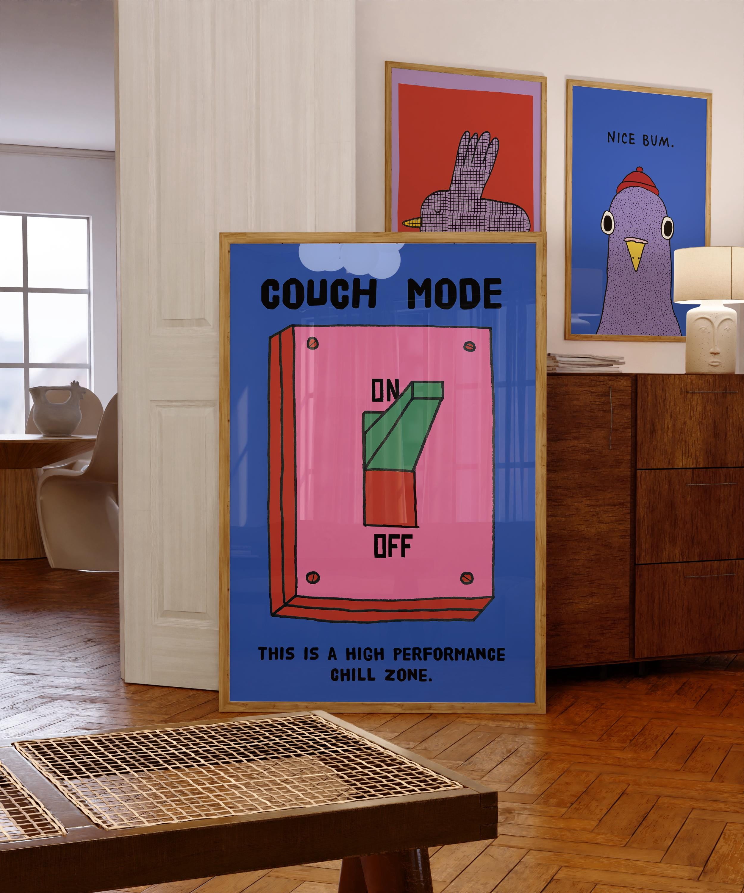 Couch Mode On Poster: Retro Homebody Print, Colourful Vintage Style ...