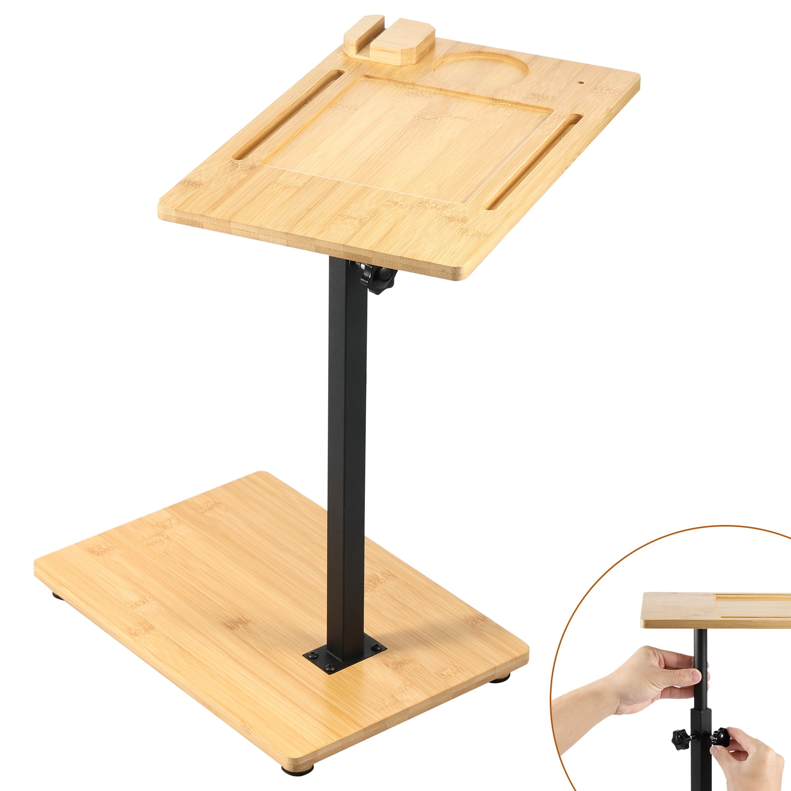 Couch Side Table 360° Swivel Sofa Tray Table Height Adjustable End ...