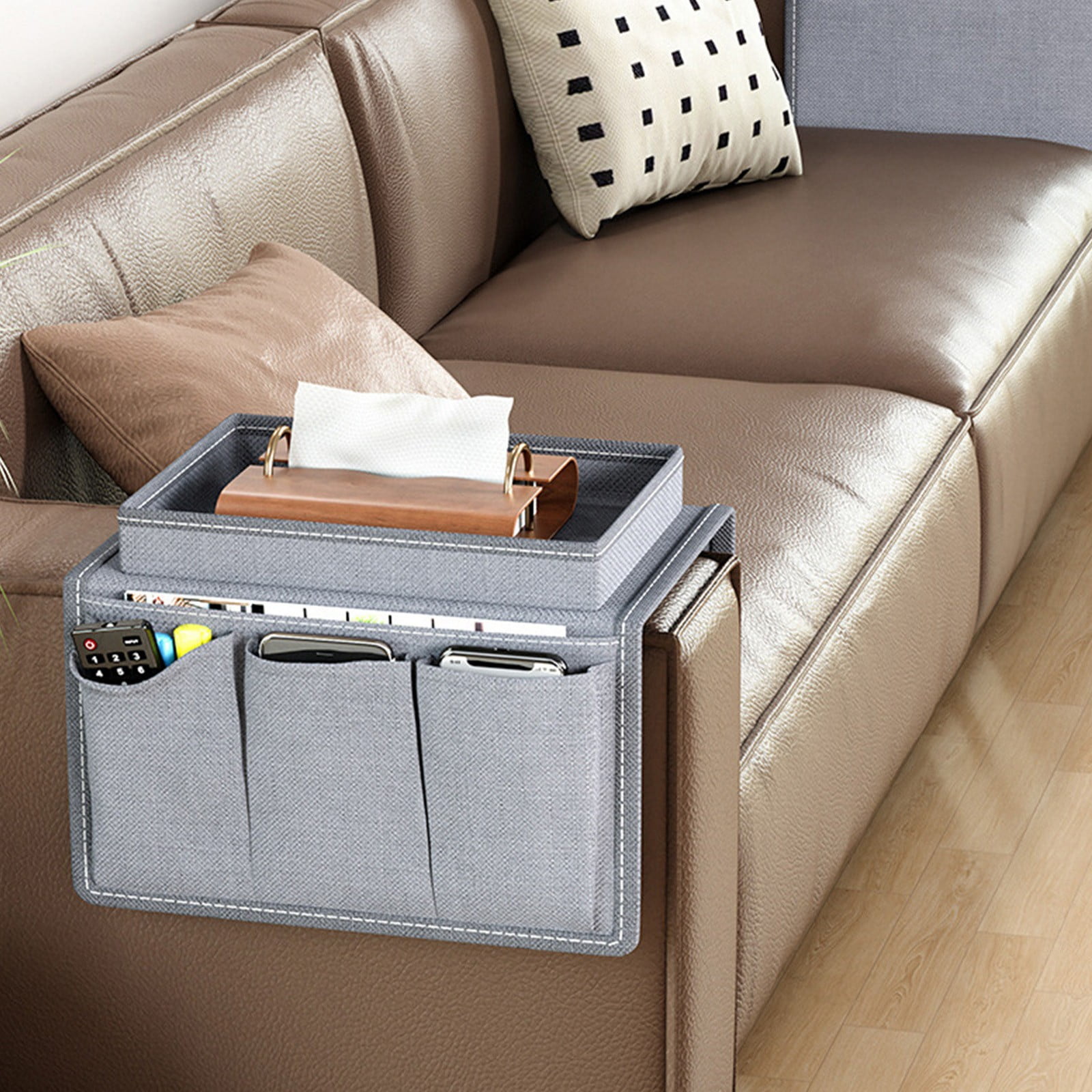 Couch Sofa Armrest Armchair Bedside Storage Pocket with 5 Pockets Bed ...