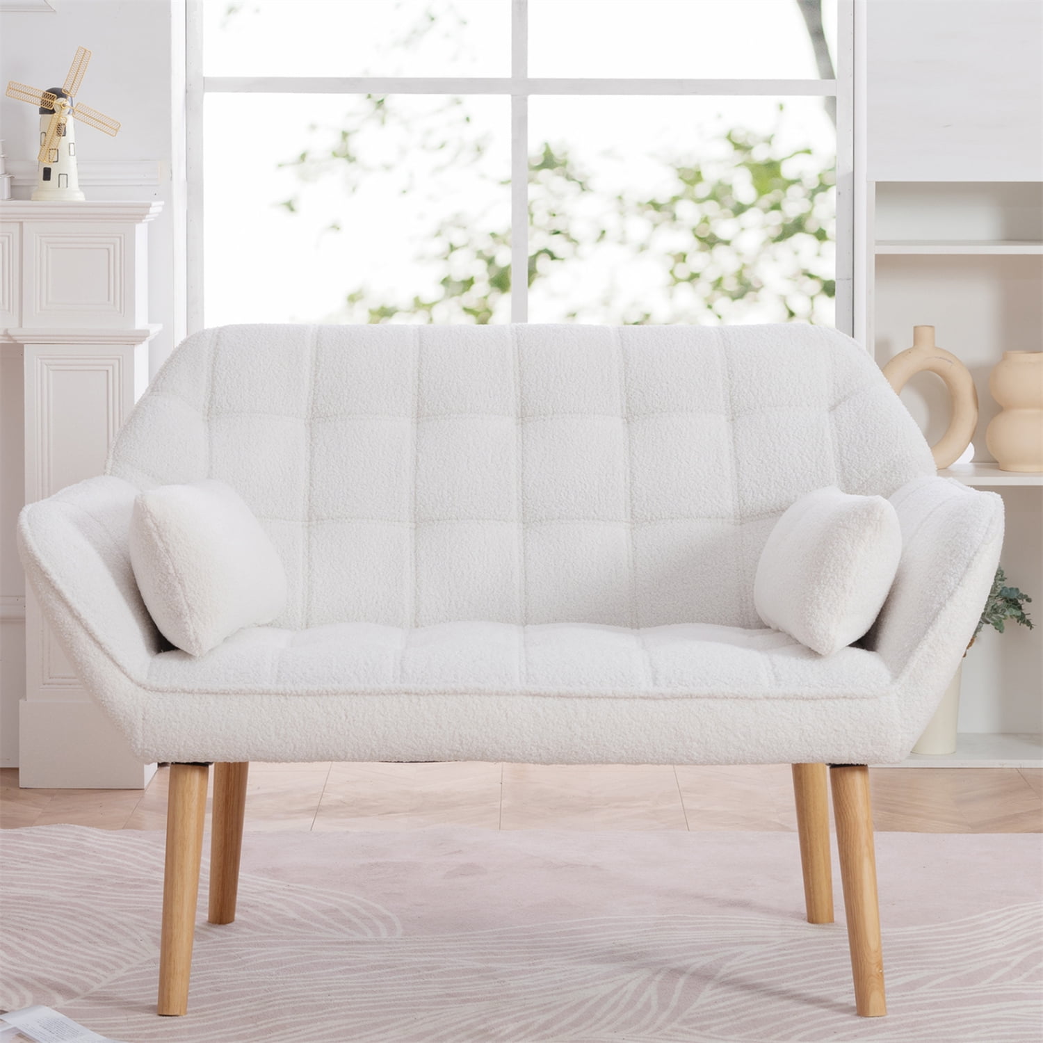 Couch, Sofa, Loveseat with Ergonomic Pillow and Raised Rolling Edges ...