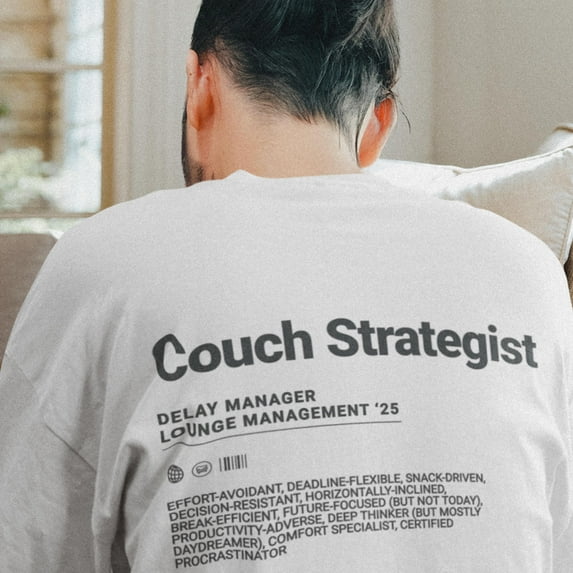 Couch Strategist Unisex T-Shirt – Funny Minimalist Typography Tee, Gift ...