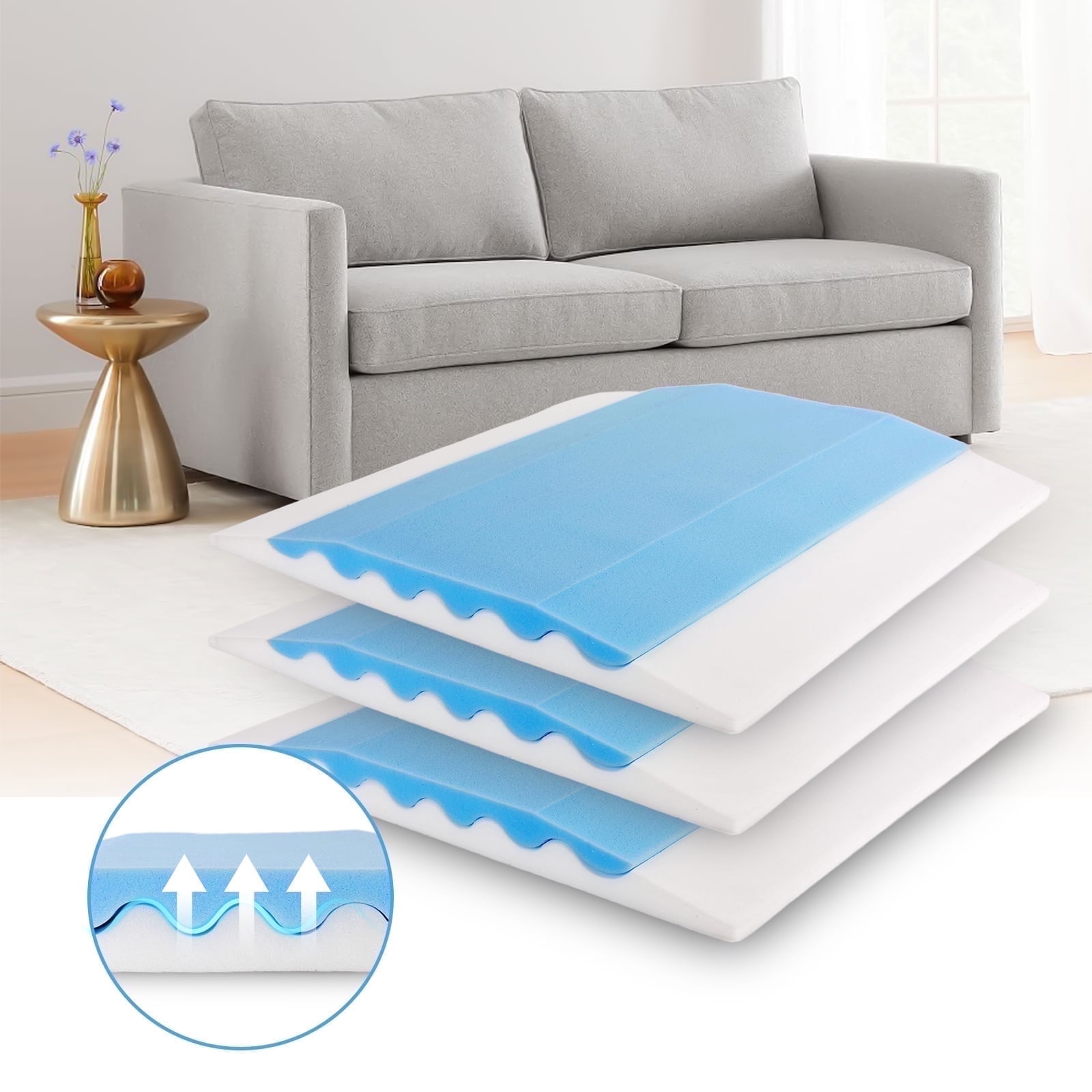 Double Layer Sofa Cushion Couch Support for Sagging Cushions Set of 3 ...