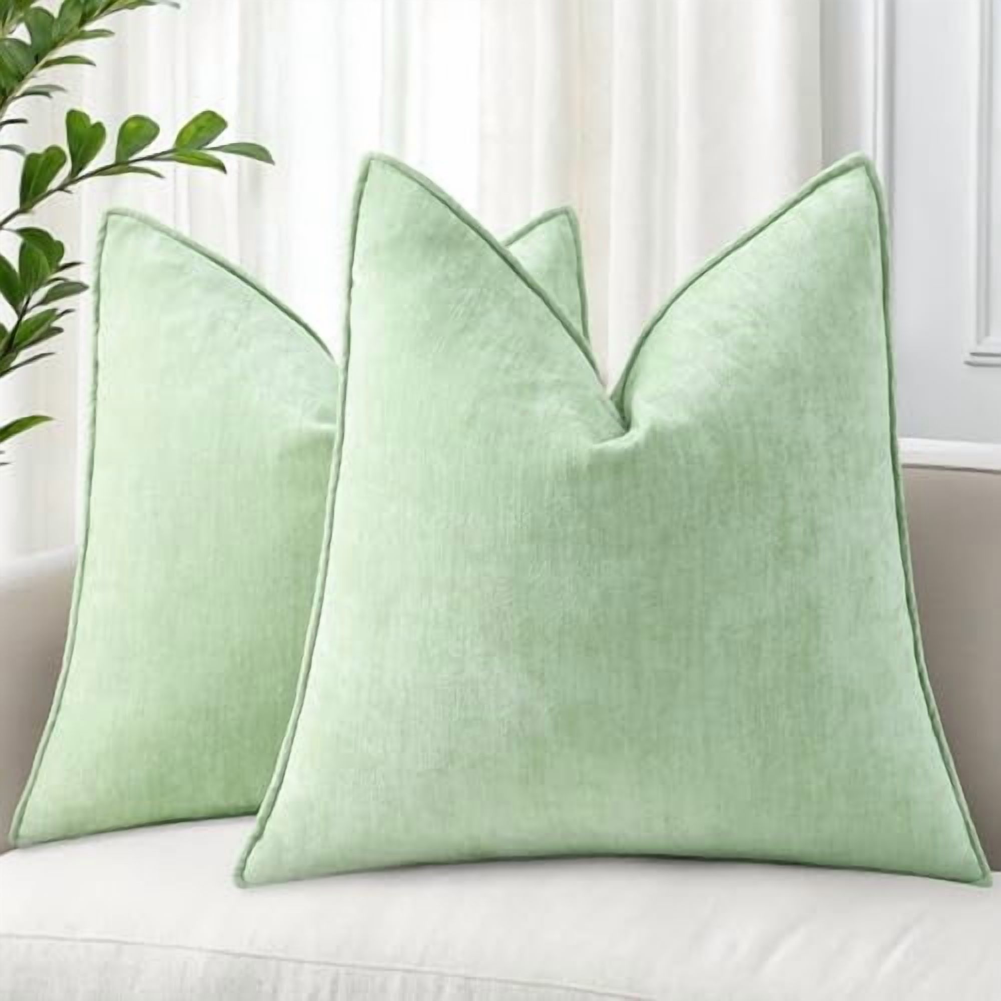 Couch Throw Pillow Covers 24x24 Set of 2, Decorative Soft Euro Neutral ...