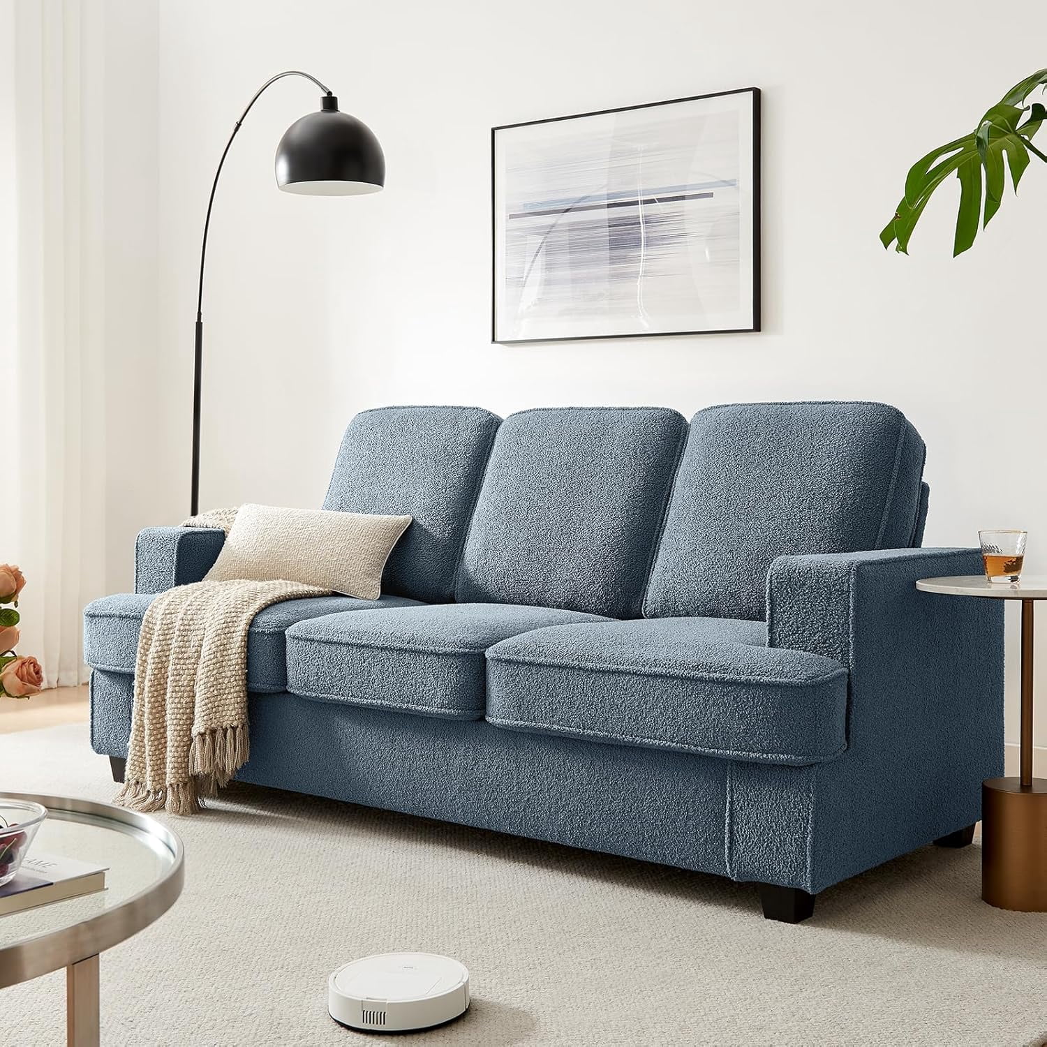 Couches for Living Room, 85” Cloud Couch in Soft Teddy Fleece ...