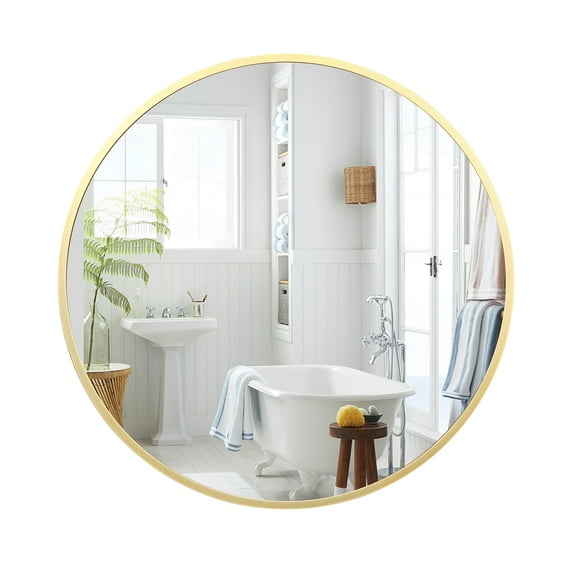 Coucheta 20-Inch Round Mirror - Gold Metal Frame Wall Mirror for ...
