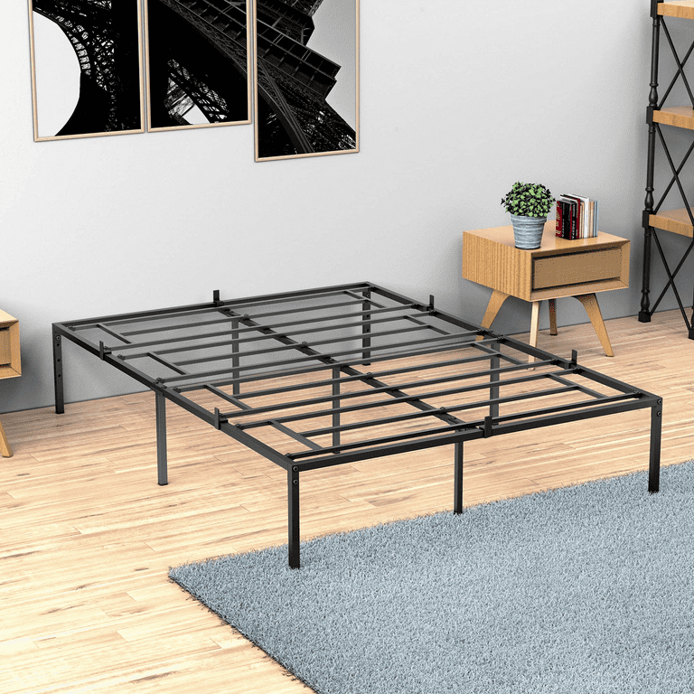 Idealhouse Full Metal Bed Frame Sturdy Non Noisy Easy Assembly No Box Spring Needed Large Storage Black Walmart
