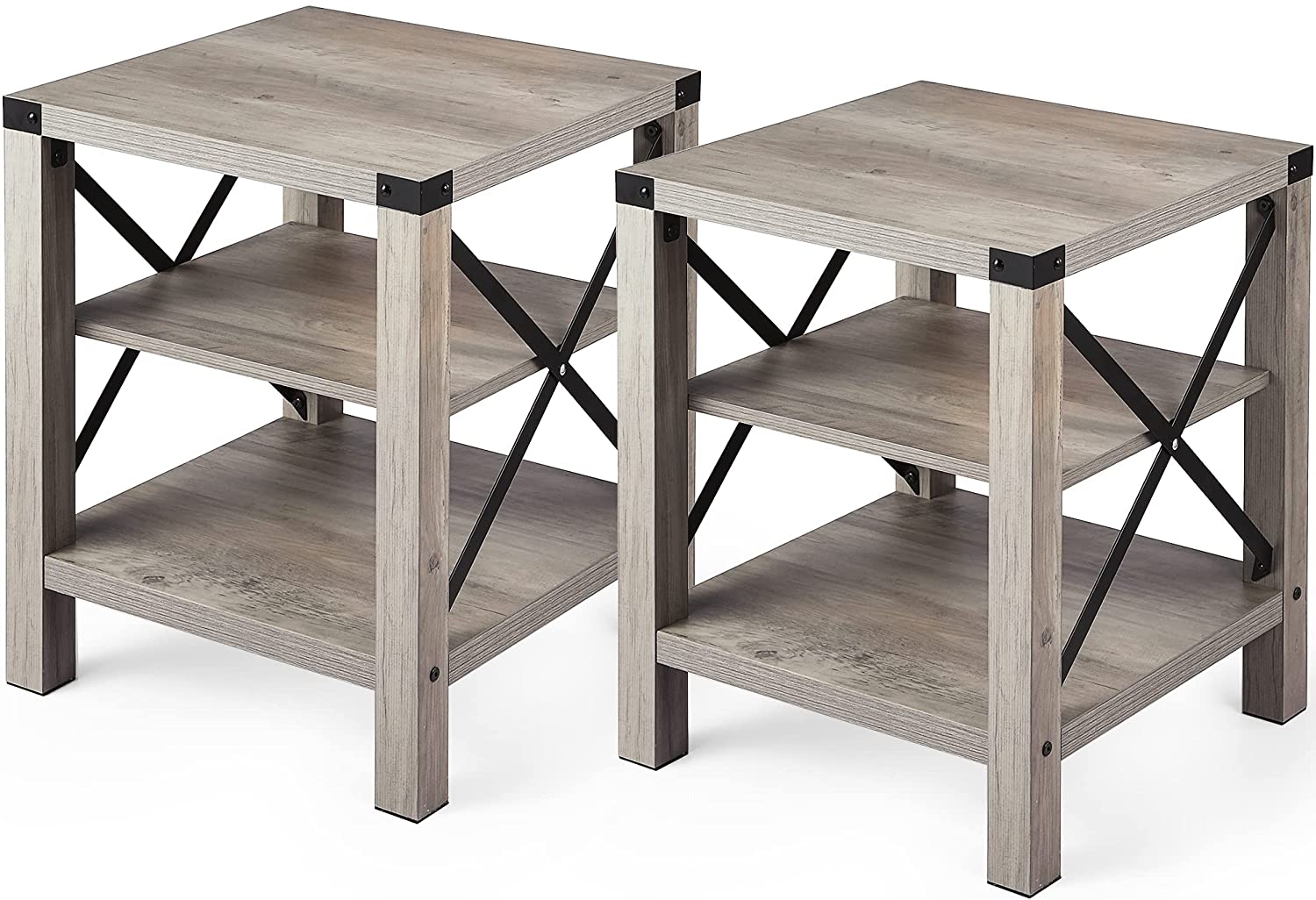 HomCom 24" Rustic Industrial Extending Wing Accent End Side Table ...