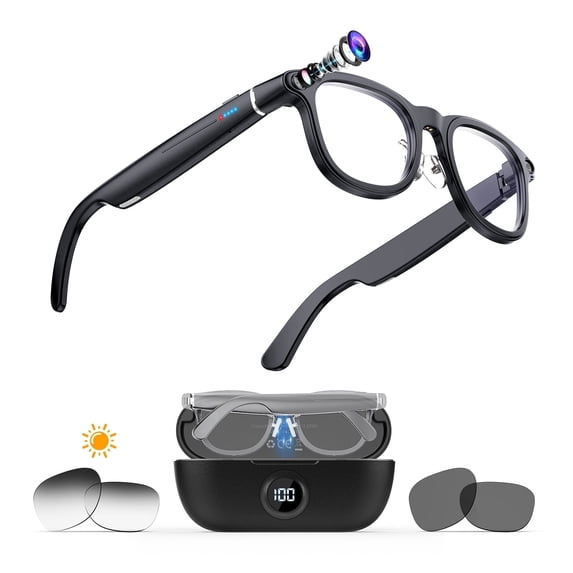 Geryst G1 AI Smart Glasses with Charging Case, 8MP HD Camera Glasses ...