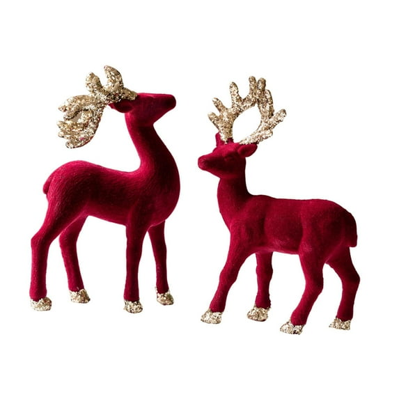 CoudarTitie 2 Pieces Christmas Reindeer Statues Sculptures for Bookcase ...