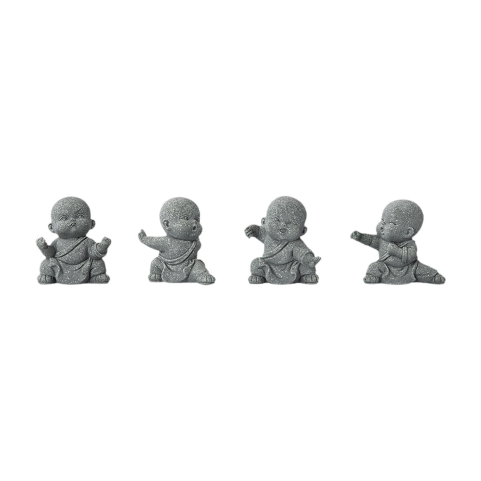 CoudarTitie 4 Pieces Little Monk Statue Feng Shui Décor Bonsai Decor ...