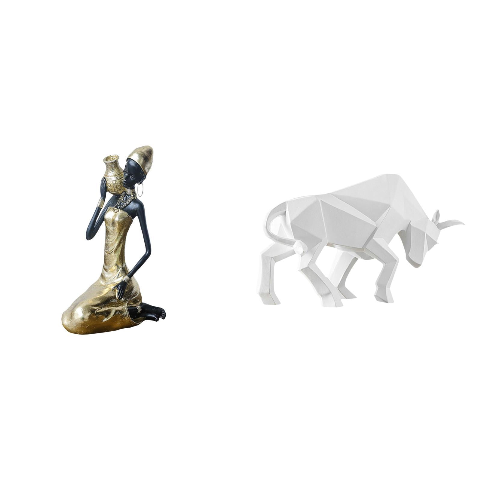 CoudarTitie African Tribal Lady Bull Statue Table Decoration Handmade ...