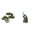 CoudarTitie Artificial Bonsai Tree Peacock Statue Faux Plant Animal ...