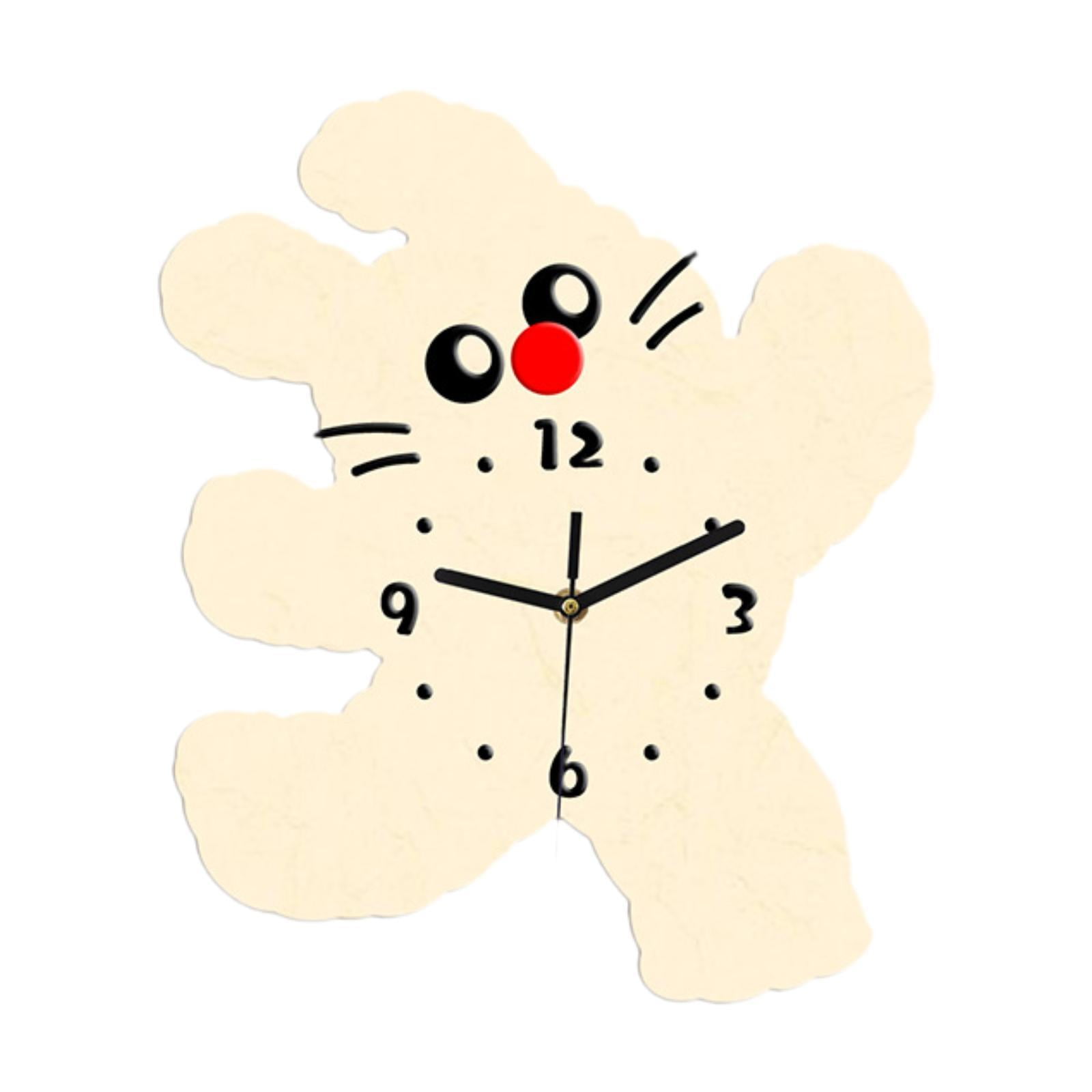 CoudarTitie Cartoon Cat Shaped Wall Clock Quiet Portable Easy to Read ...