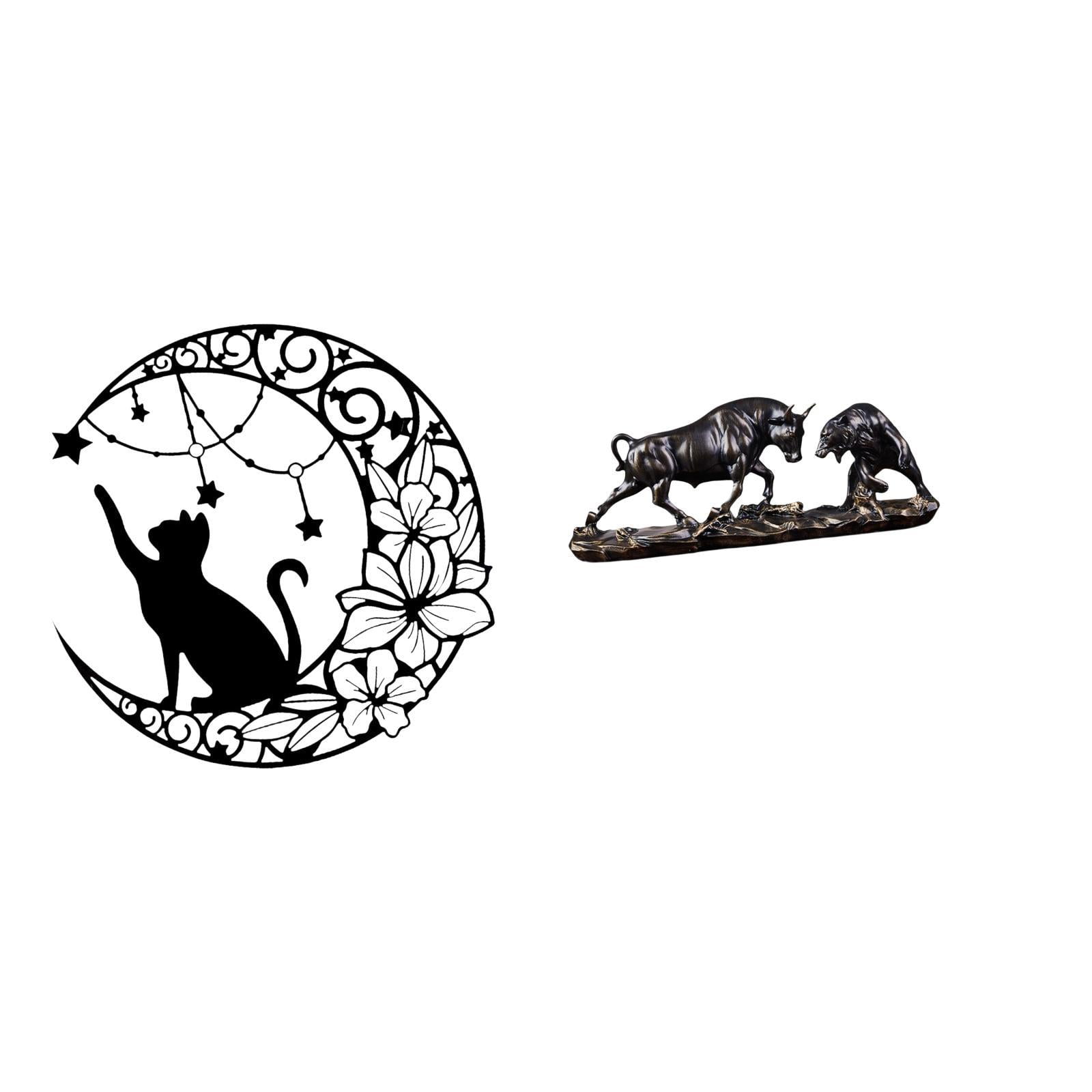 CoudarTitie Cat and Bull Metal Wall Art Sculpture Modern Animal Decor ...