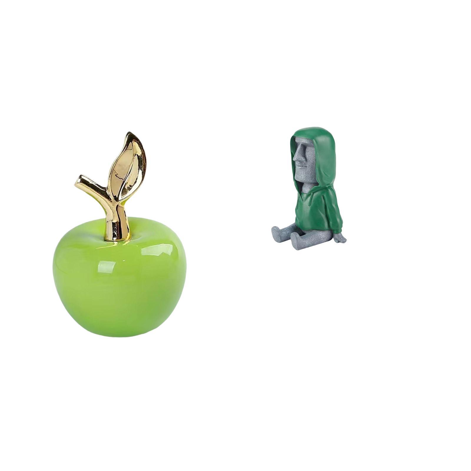 CoudarTitie Ceramic Figurine Fruit Sculpture and Easter Island Head ...