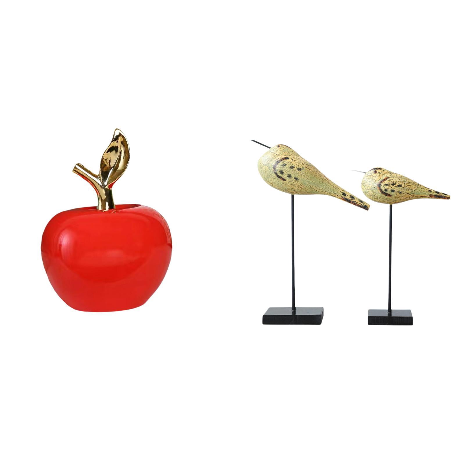 CoudarTitie Ceramic Figurine Fruit Sculpture and Wood Bird Statues ...
