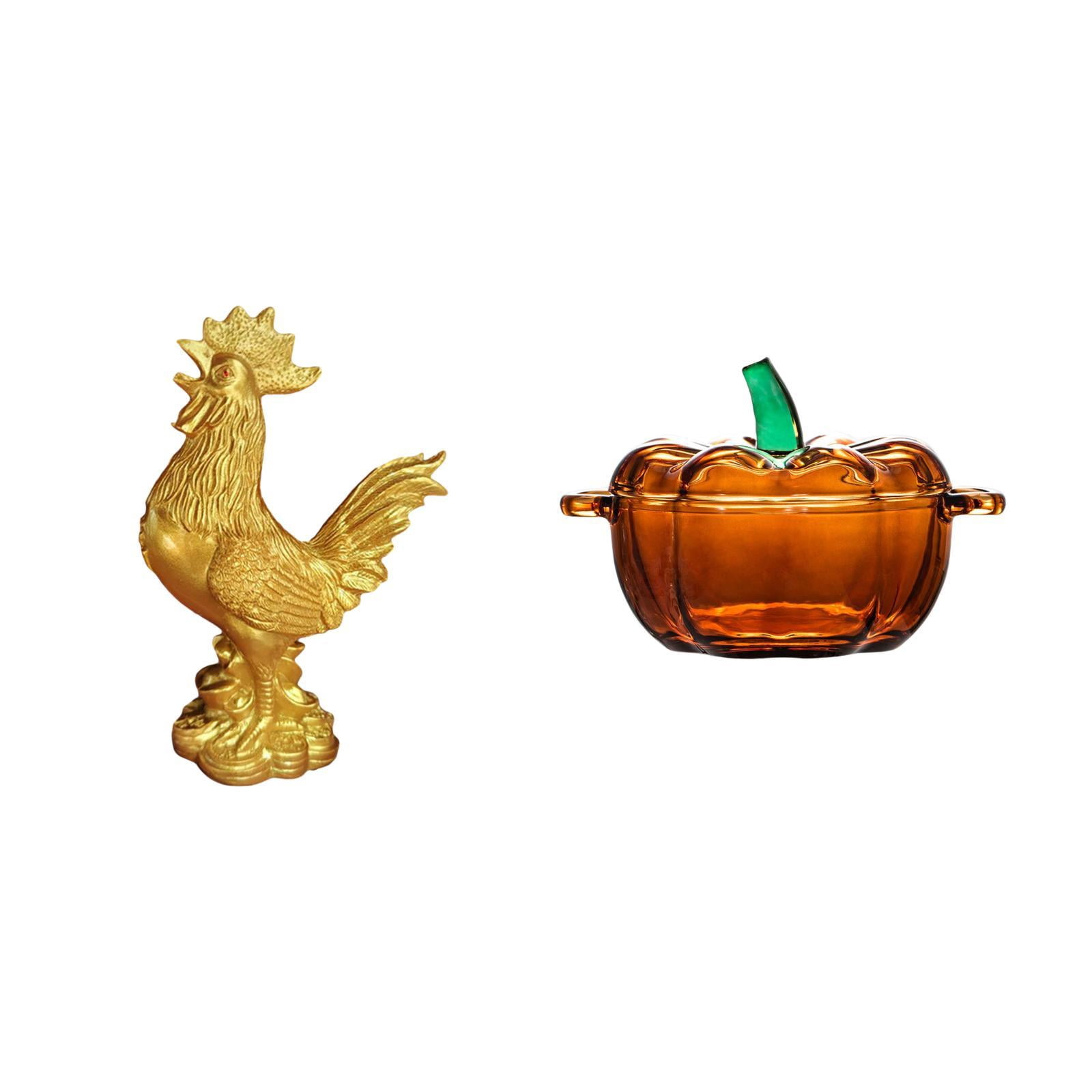CoudarTitie Chicken Figurine Feng Shui Candy Dish with Lid Rooster ...