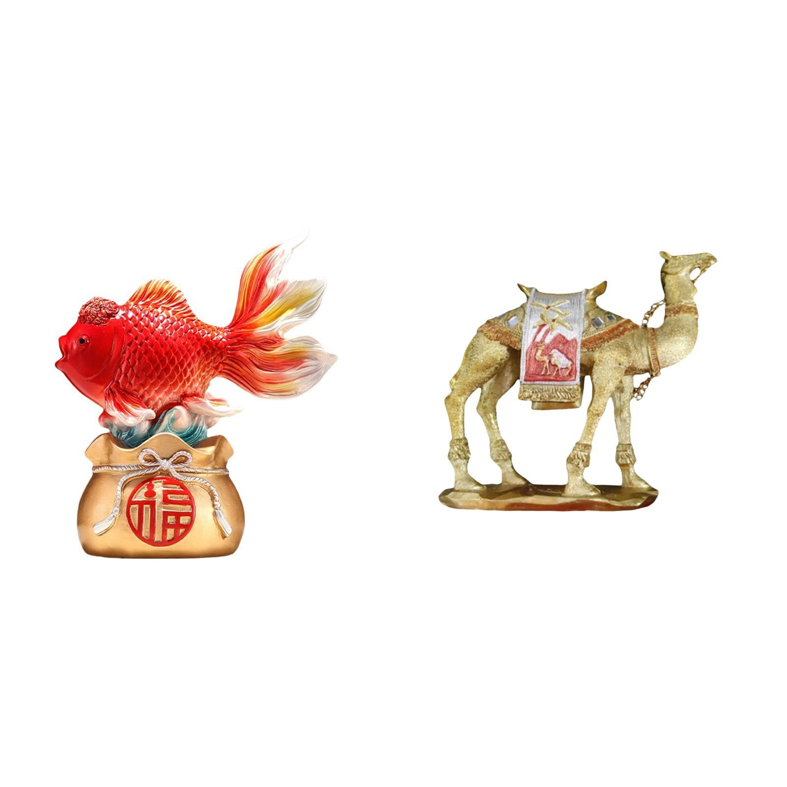 CoudarTitie Chinese Feng Shui Fish Statue Resin Decorative Statue Koi ...