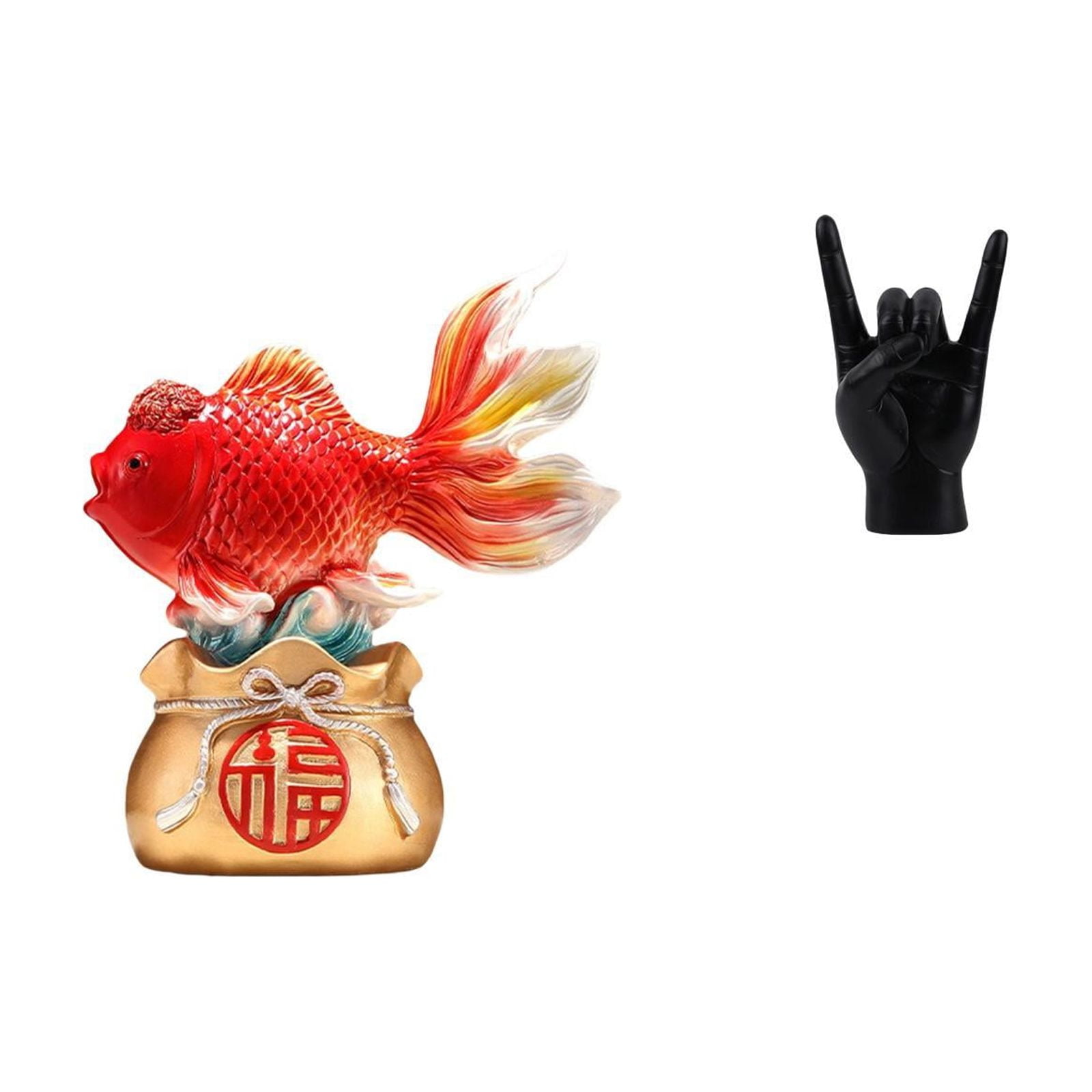 CoudarTitie Chinese Feng Shui Fish Statues Decorative Statue Rock ...