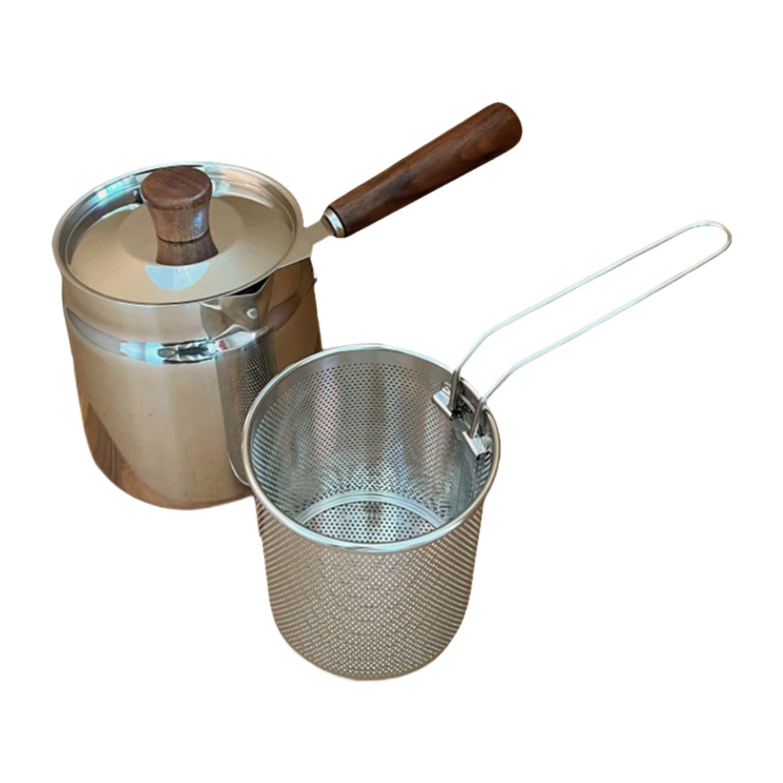 CoudarTitie Cooking Oil Stainless Steel Frying Pot and Lid Grease ...