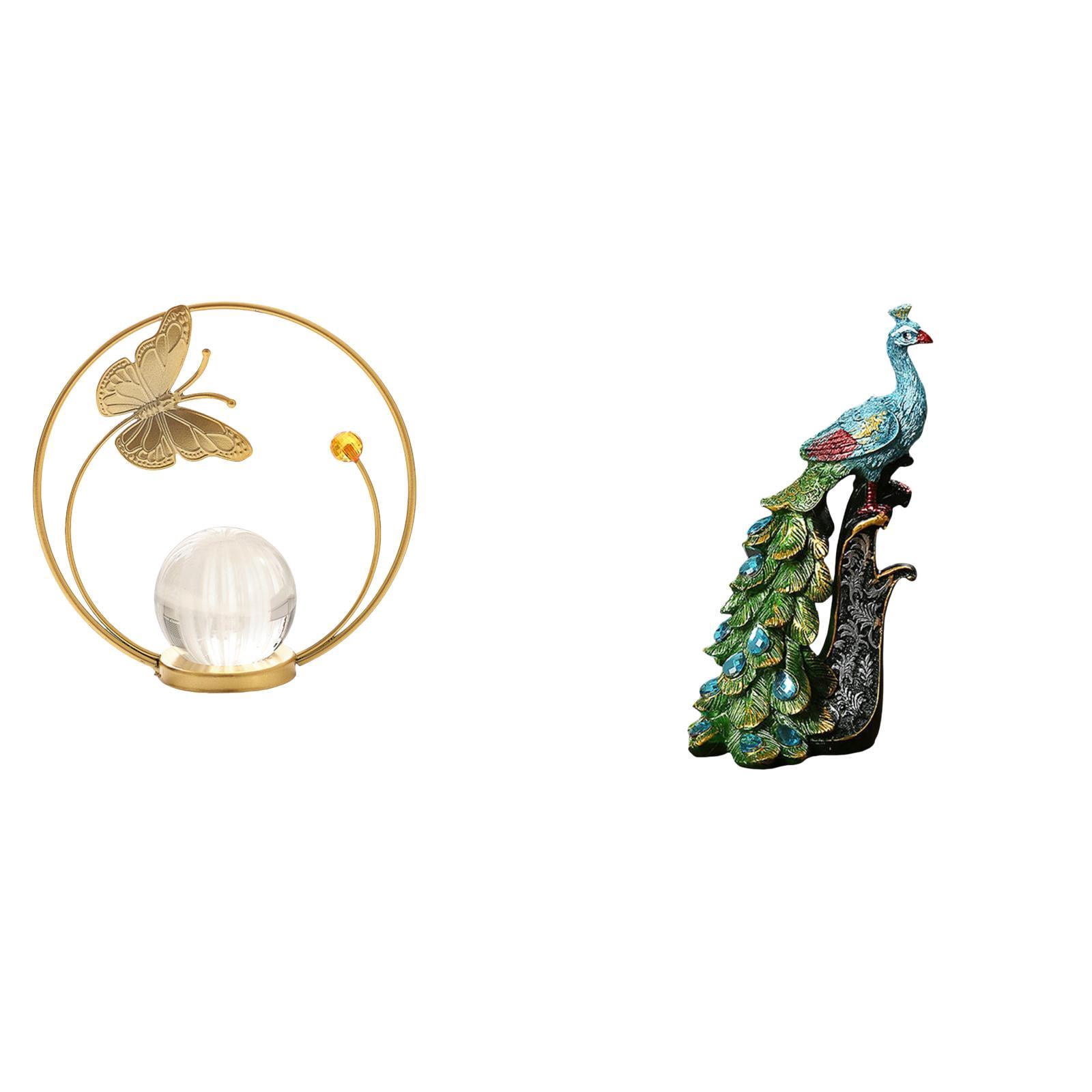 CoudarTitie Elegant Crystal Peacock Ball Metal Sculpture Figurine for ...