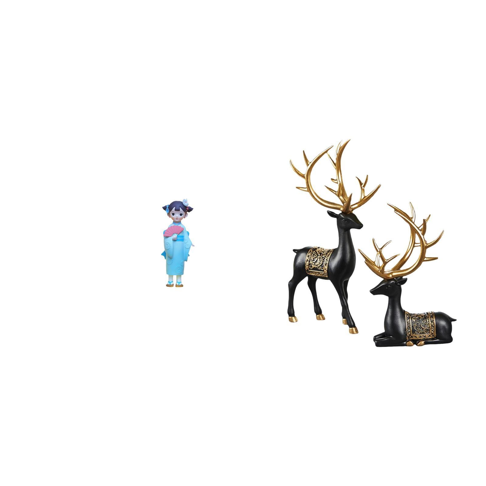 CoudarTitie Elegant Kabuki Geisha and Reindeer Resin Statue Collection ...