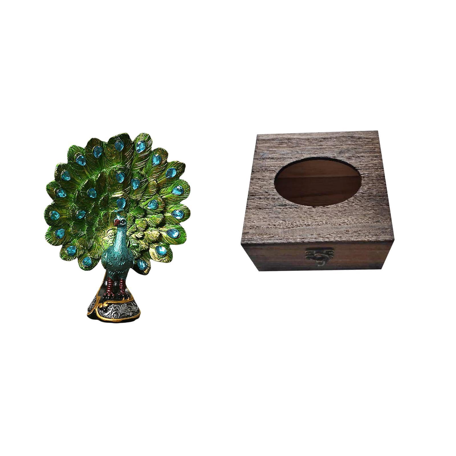 CoudarTitie Elegant Peacock Animal Sculpture Tissue Box Holder for ...