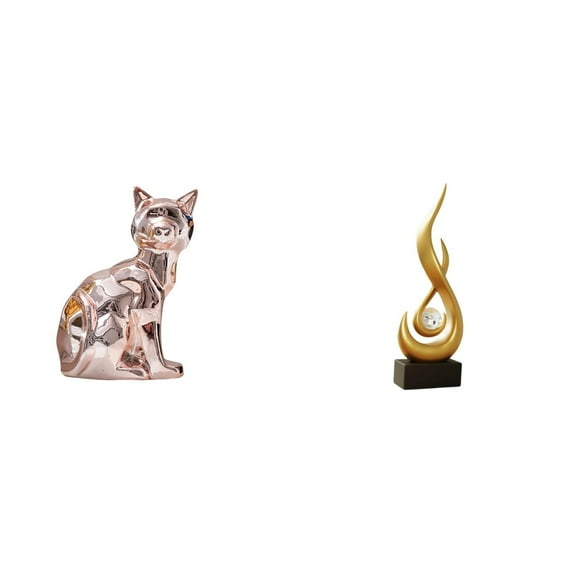 CoudarTitie Elegant Resin Flame Cat Sculpture Modern Abstract Animal ...