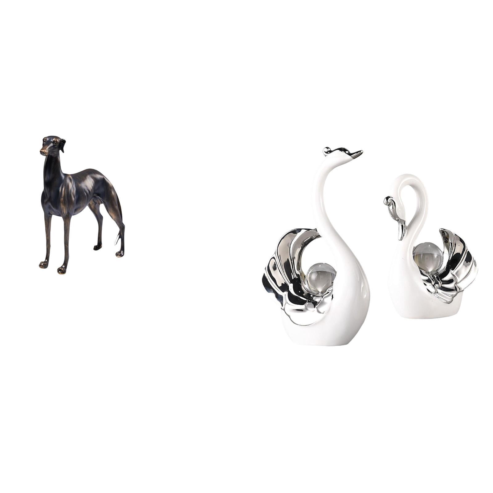 CoudarTitie Elegant Resin Greyhound and Swan Animal Figurine Set for ...