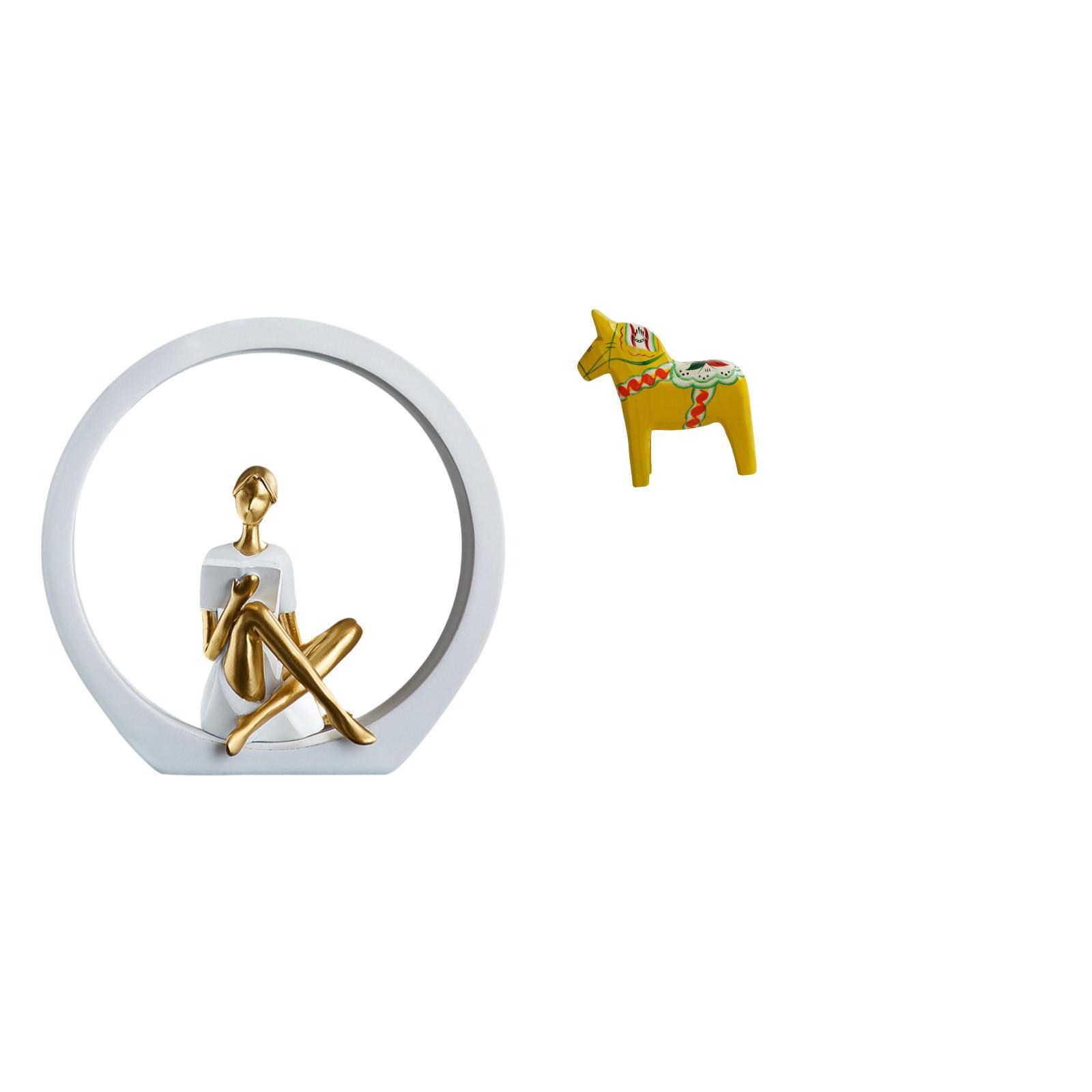 CoudarTitie Enchanting Girl and Dala Horse Figurine Sculpture for ...