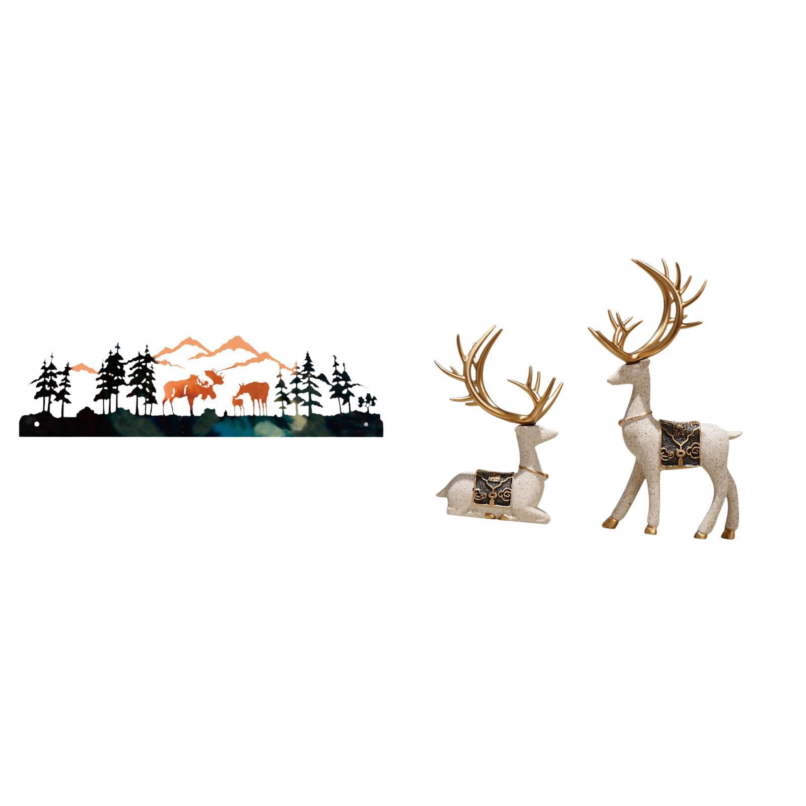 CoudarTitie Garden Fence Outdoor Porch Reindeer Sculpture Hanging ...