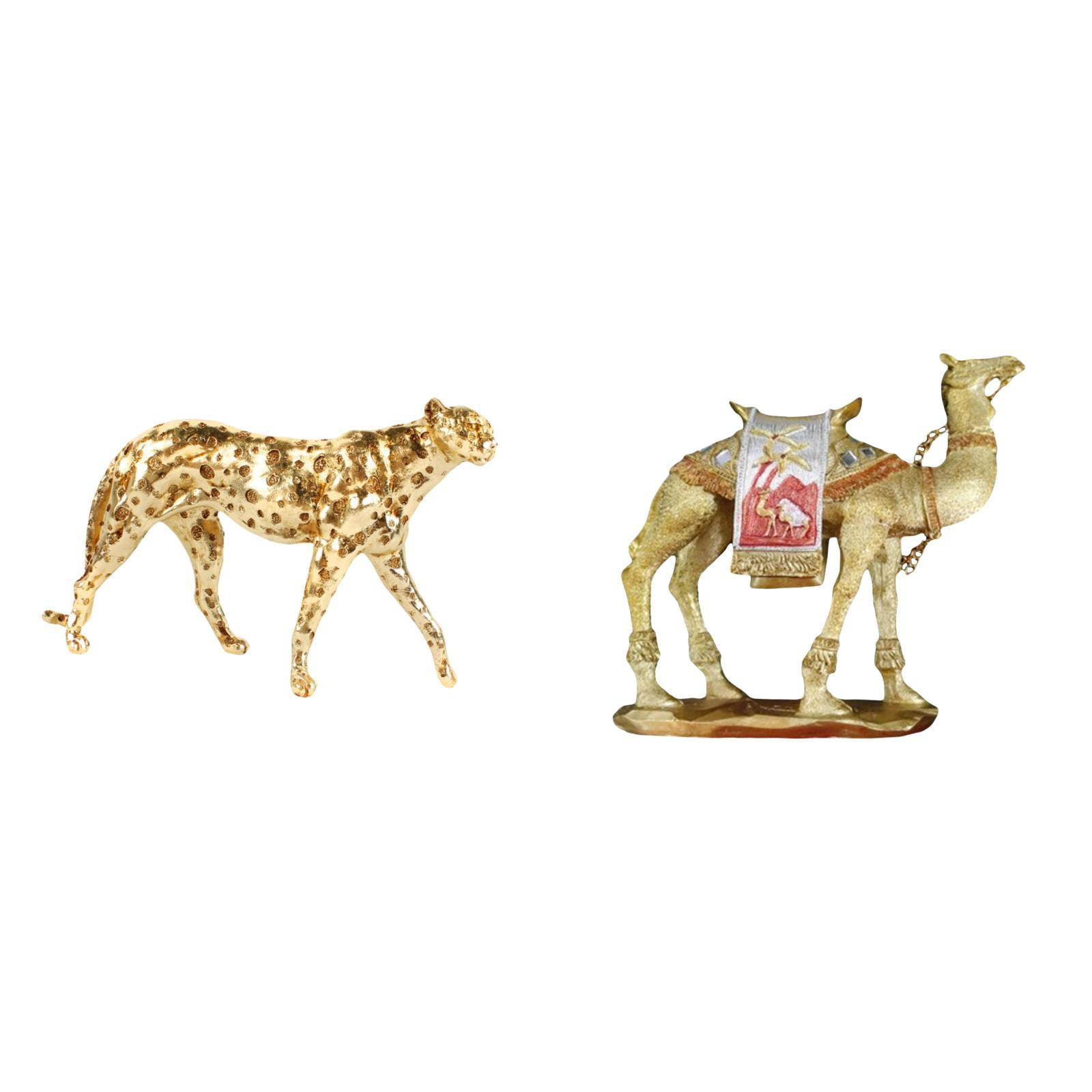 CoudarTitie Golden Cheetah Camel Animal Sculpture Decorative Table ...