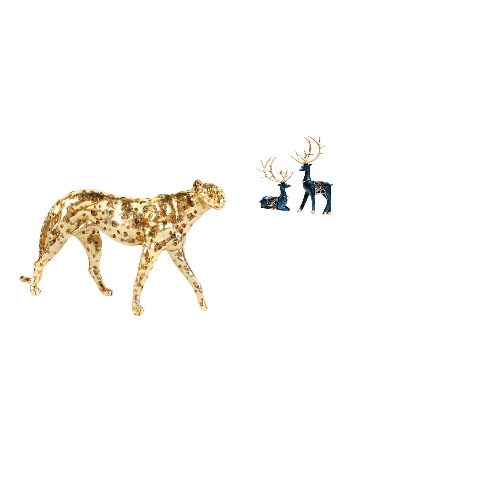 CoudarTitie Golden Cheetah and Reindeer Animal Sculpture Decorative ...