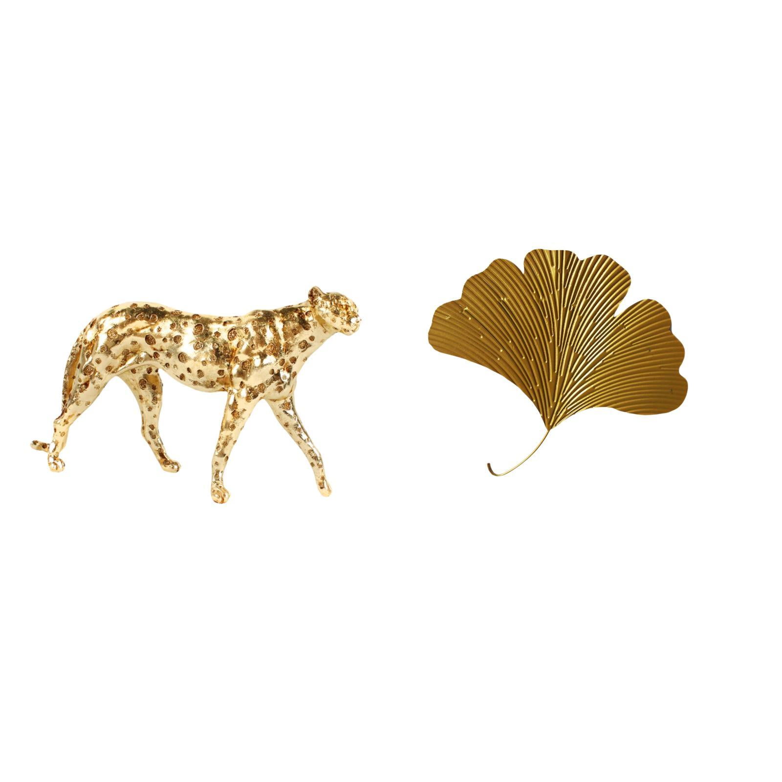 CoudarTitie Golden Ginkgo Cheetah Sculpture Decorative Centerpiece ...
