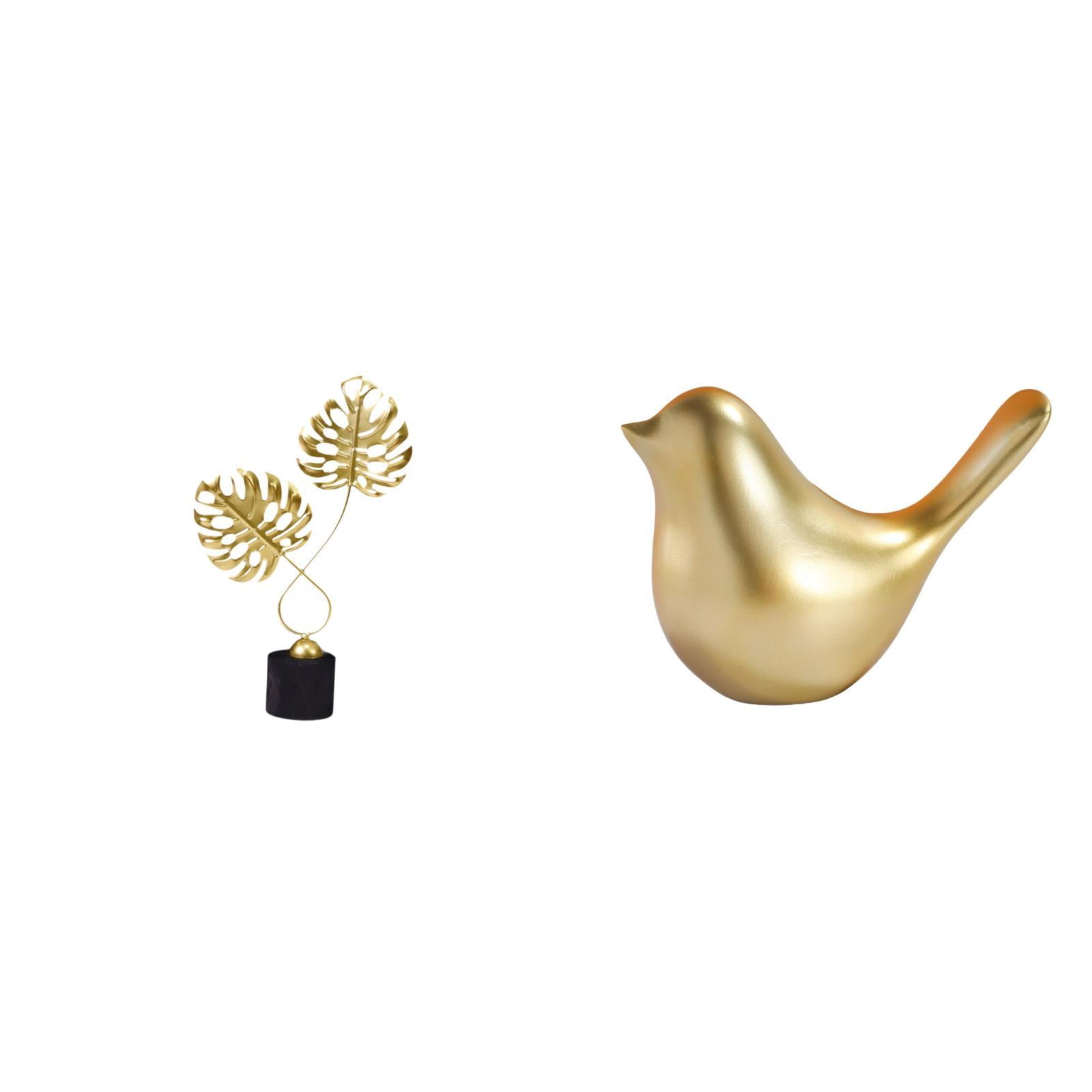 CoudarTitie Golden Iron Leaf Bird Figurine Modern Animal Statue ...