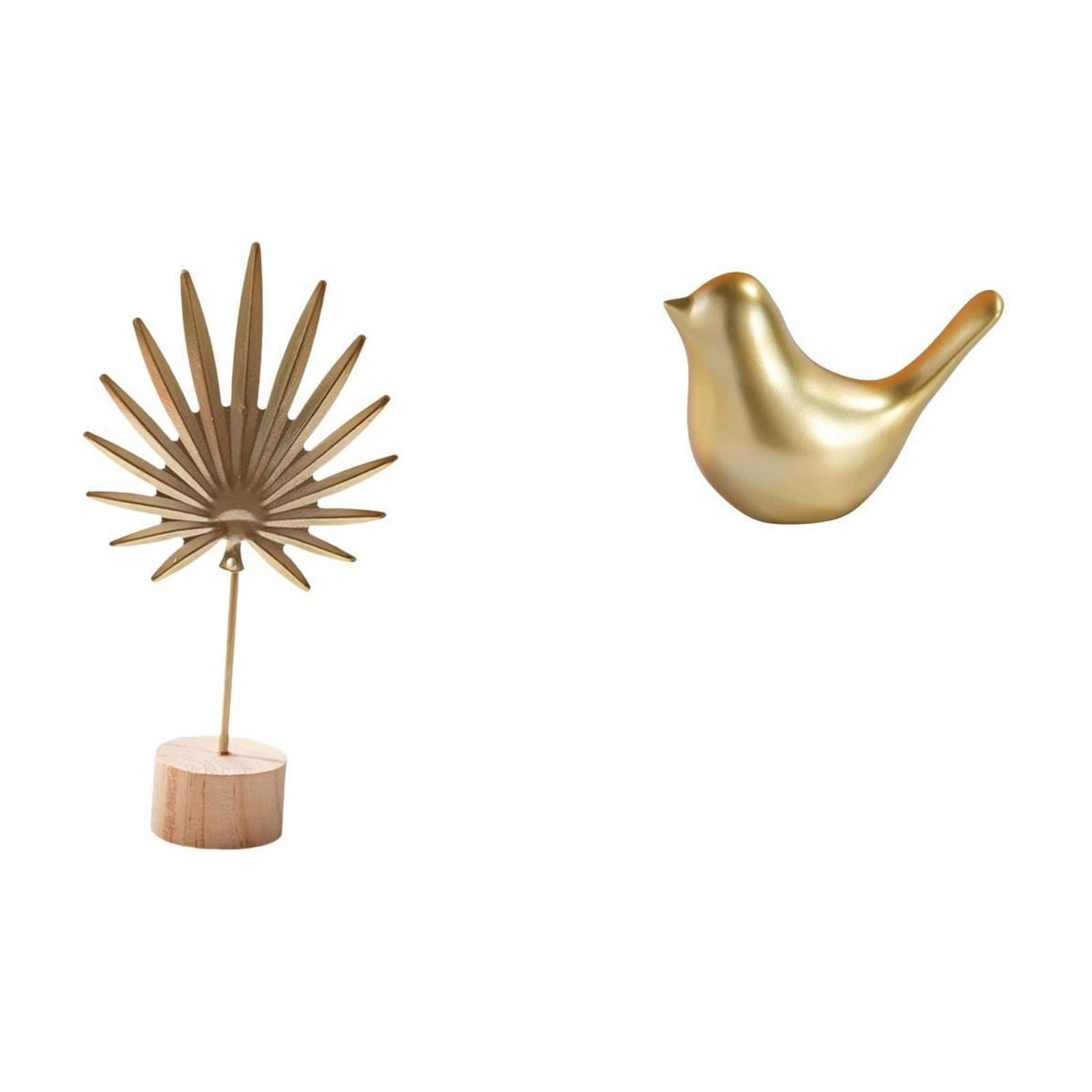 CoudarTitie Golden Leaf Bird Sculpture Metal Figurine Nordic Abstract ...