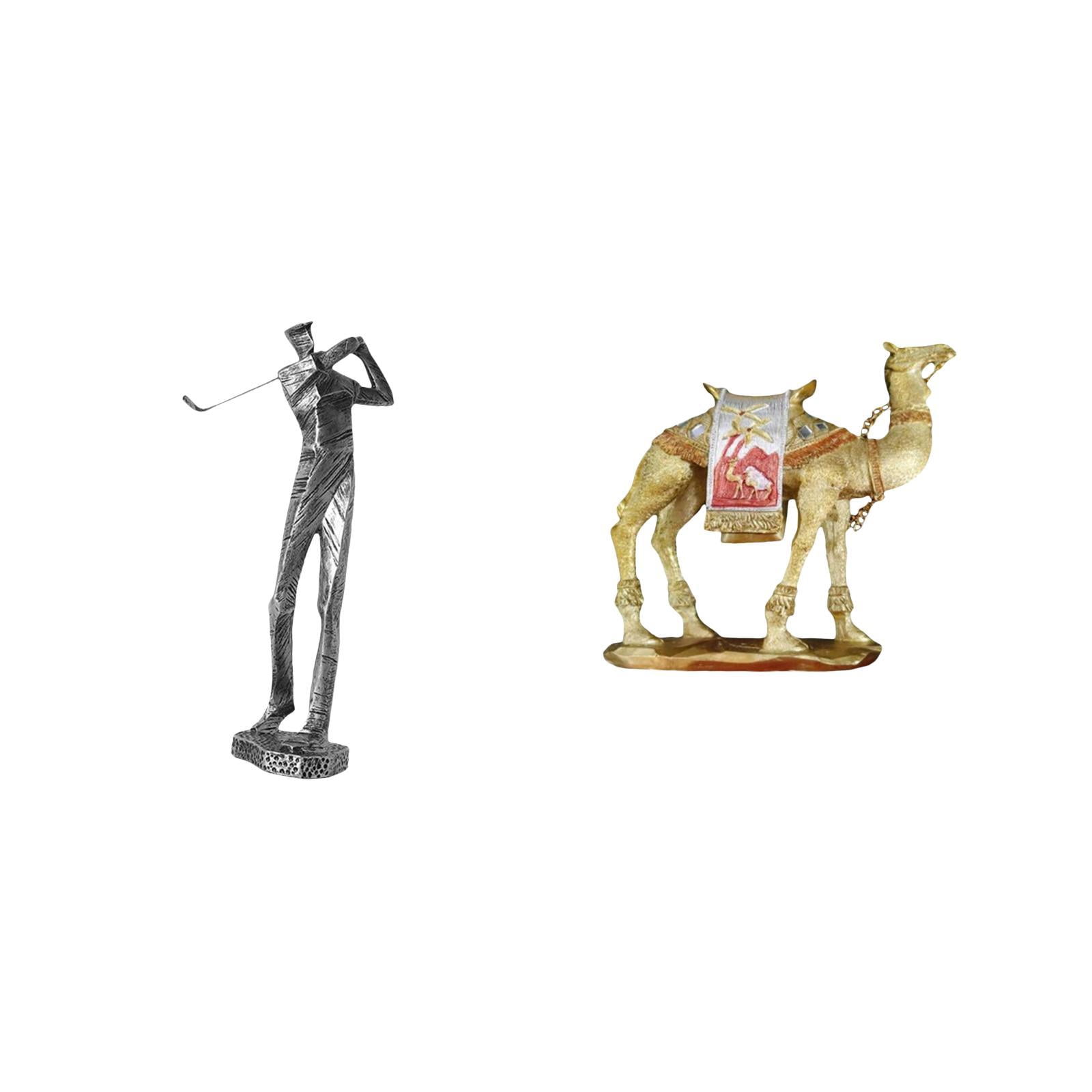 CoudarTitie Golfing Camel Resin Figurine Modern Golfer Animal Sculpture ...