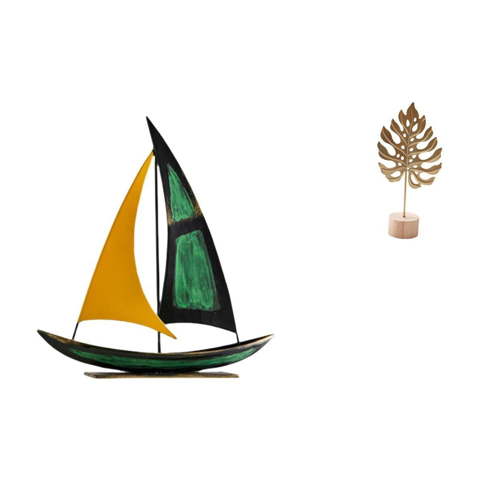 CoudarTitie Iron Sailboat Leaf Sculpture Tabletop Ornament Metal Leaf ...