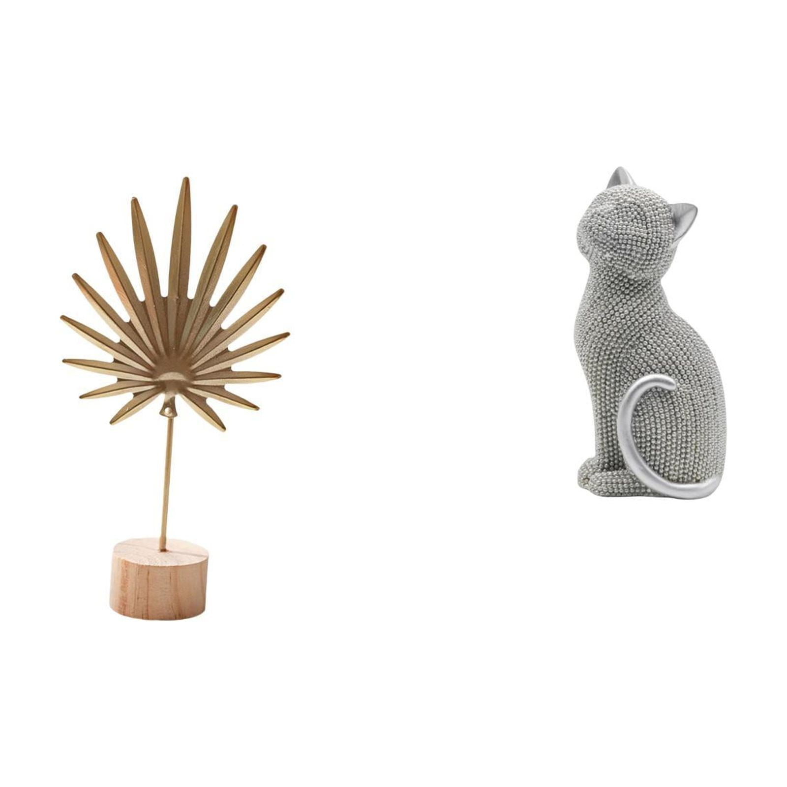CoudarTitie Leaf Sculpture Metal Leaf Statue Art Figurine Cat Statue ...