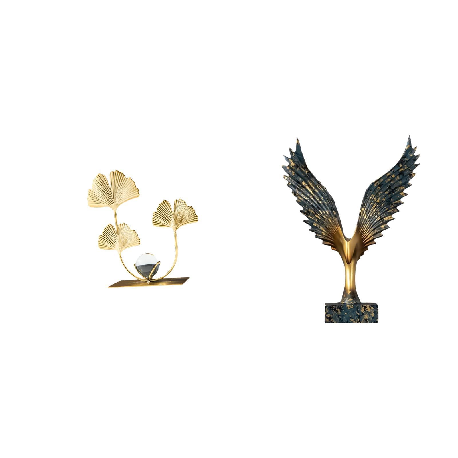 CoudarTitie Leaves Statue Bookshelf Leaf Sculpture Resin Spreading Wing ...