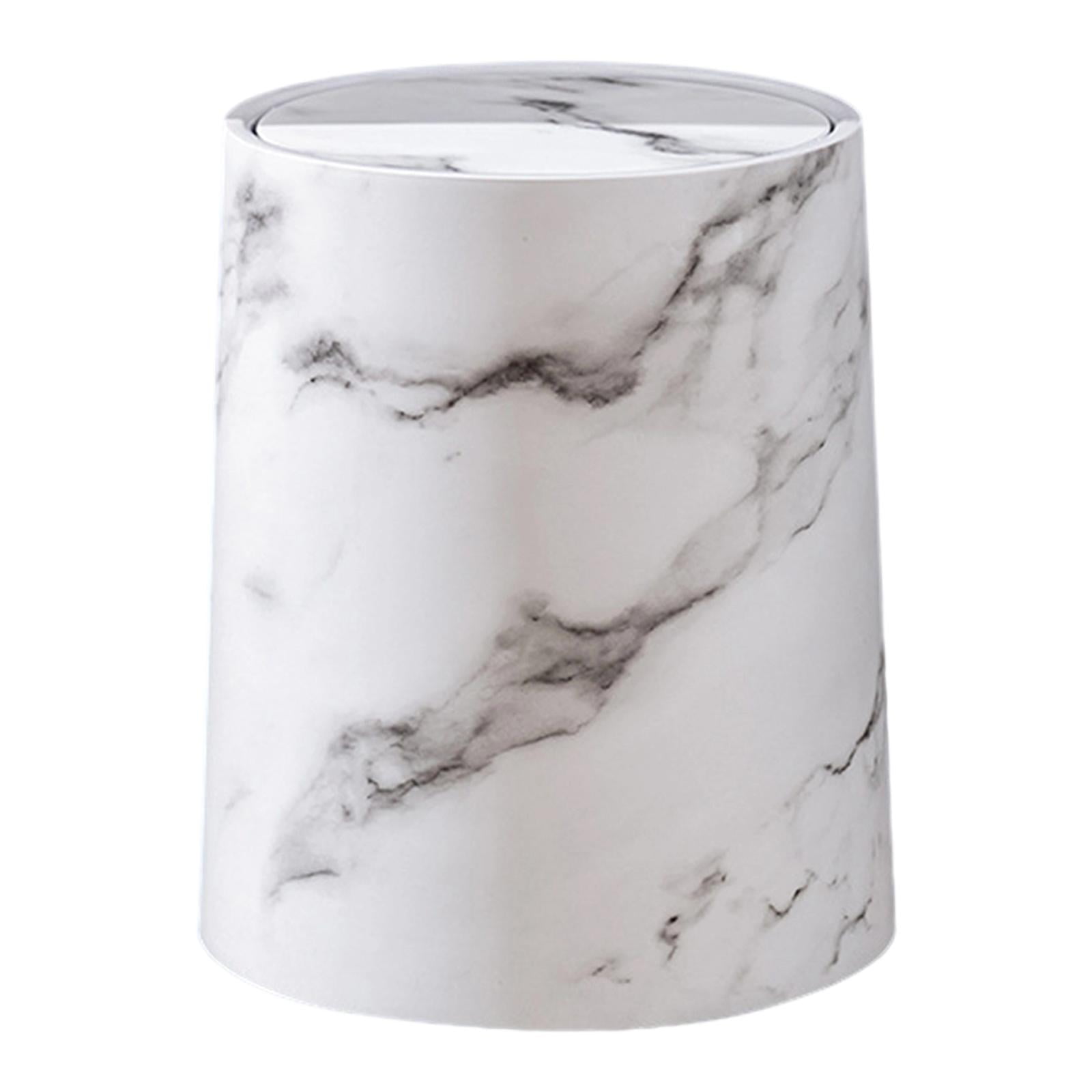 CoudarTitie Marble Pattern Trash Can with Rotating Cover Garbage Bin ...