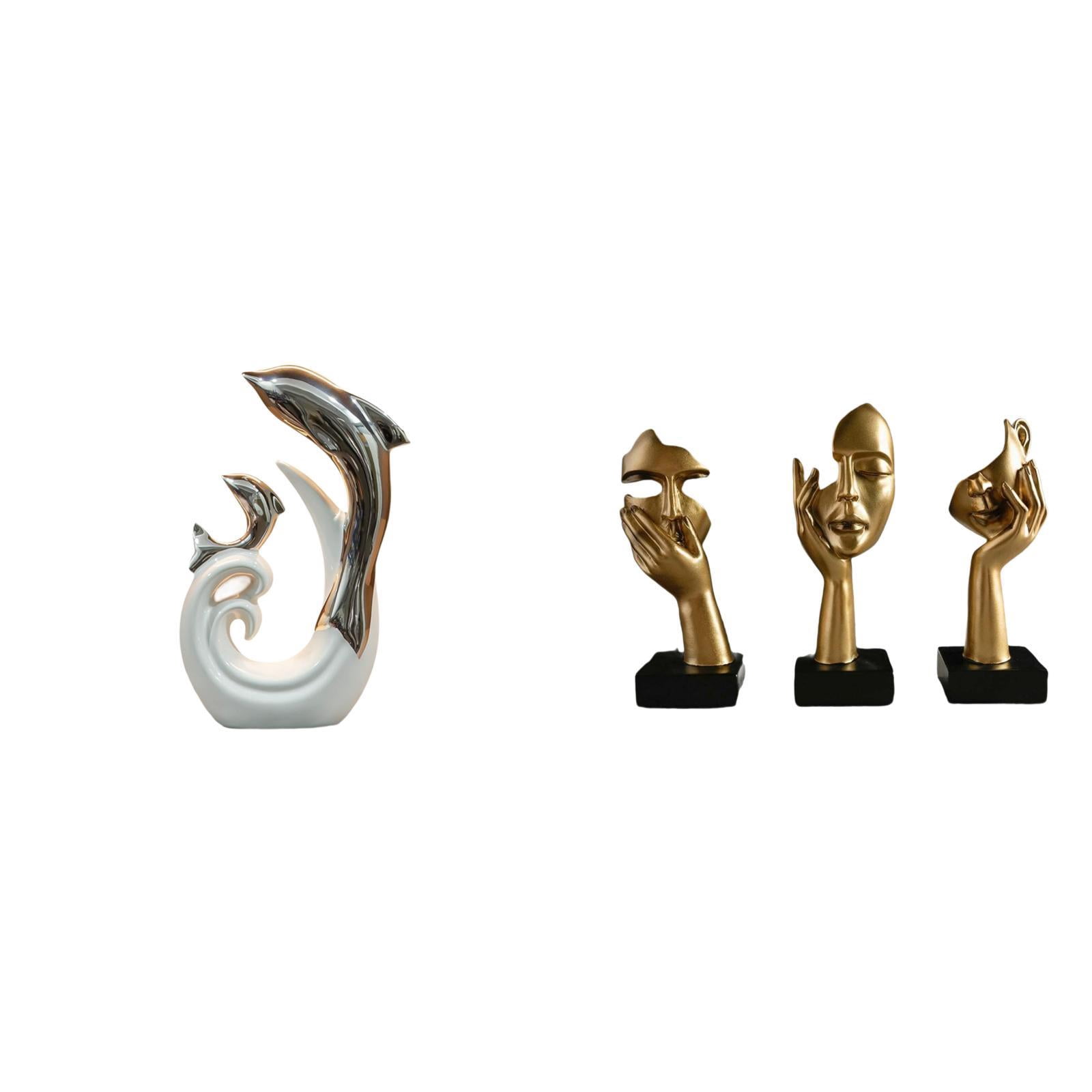 CoudarTitie Modern Abstract Ceramic Dolphin and Resin Thinker Statues ...